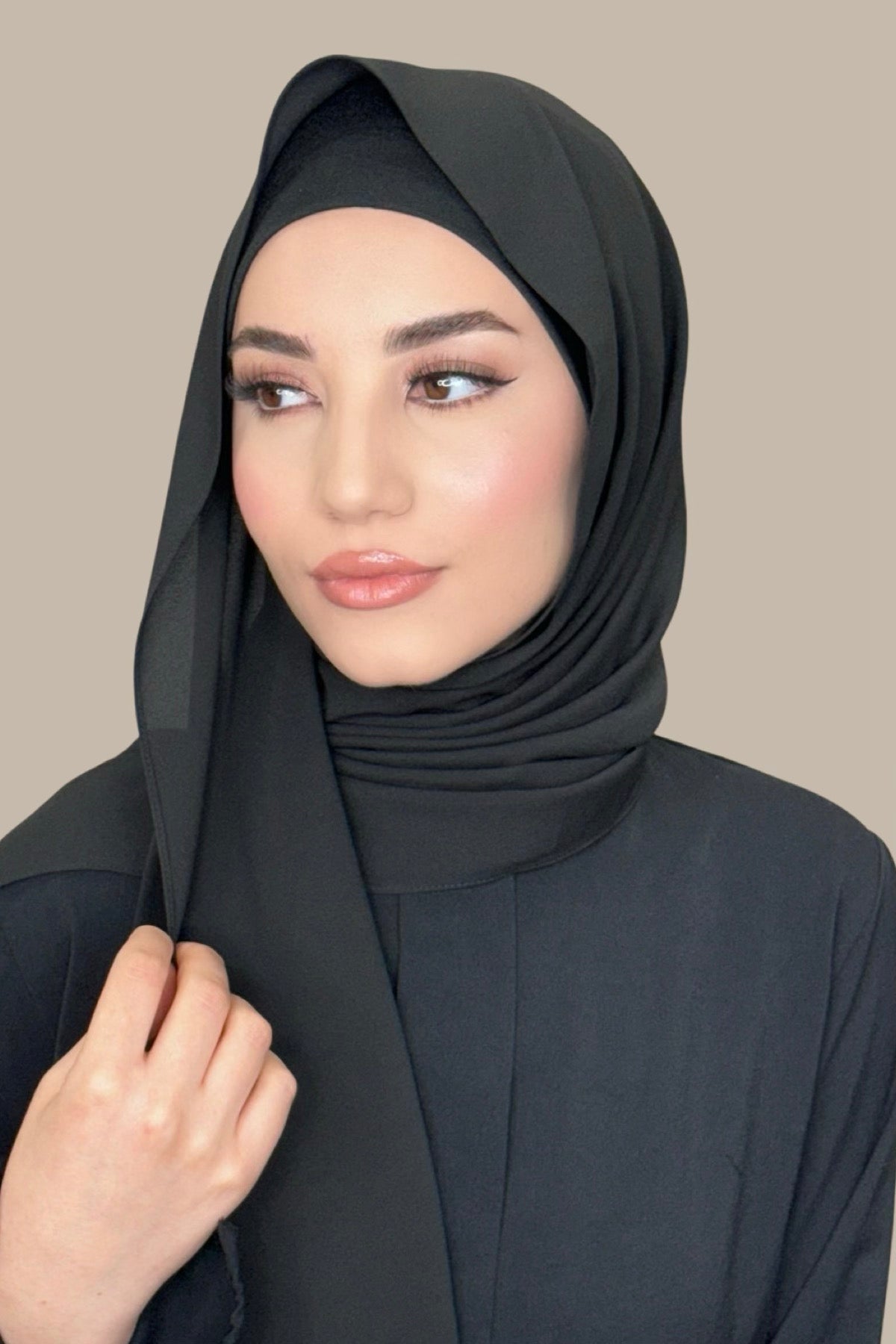 Matching Chiffon Hijab Set-Black | Modish Hijab