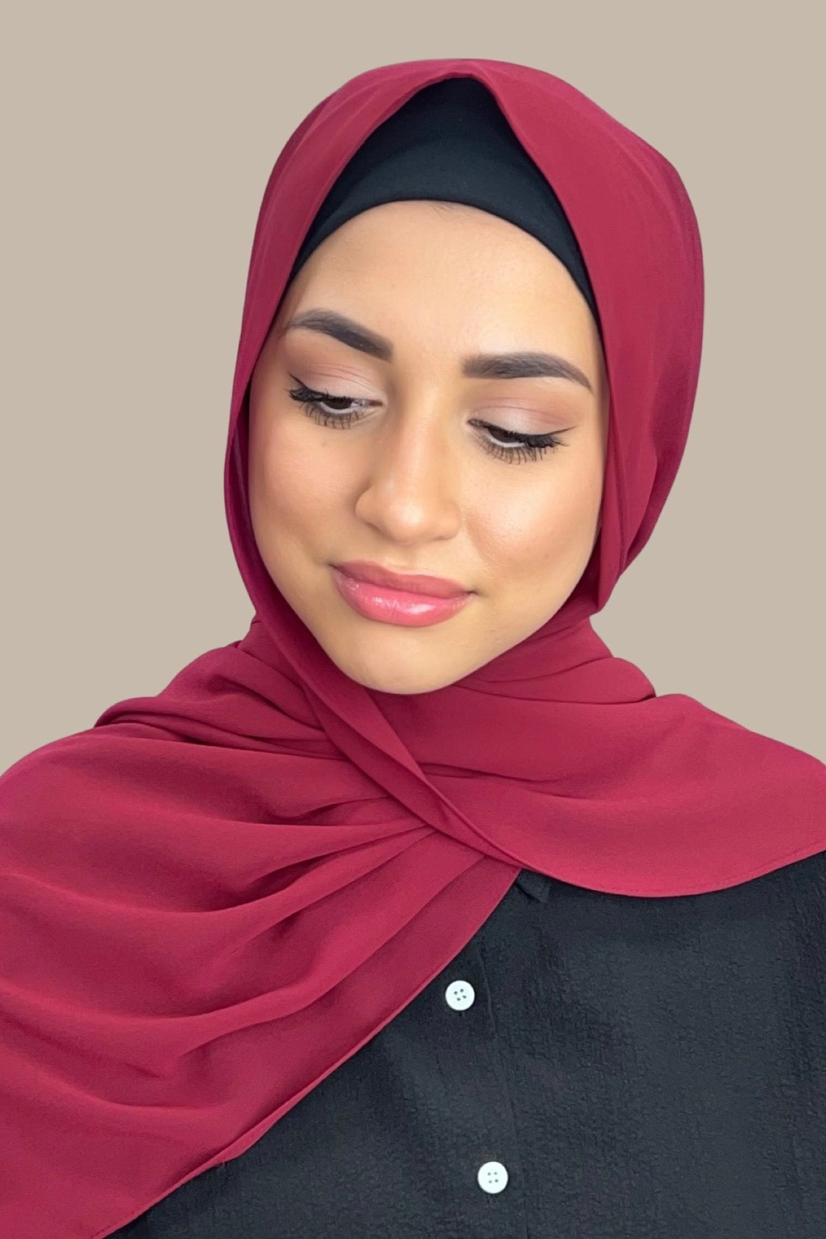 Luxury Chiffon Hijab-Blood Red | Modish Hijab